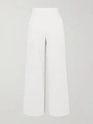 Brunello Cucinelli Pinstriped Linen-blend Wide-leg Pants