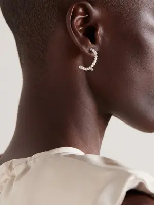 PERSEE 18-karat Pearl And Diamond Half-hoop Earrings