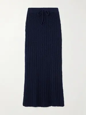 THE ELDER STATESMAN Reef Open-knit Maxi Skirt - Blue