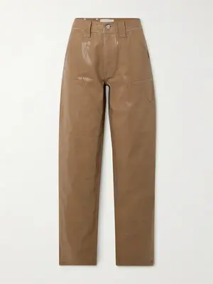 DION LEE Carpenter Coated Mid-rise Wide-leg Cargo Jeans