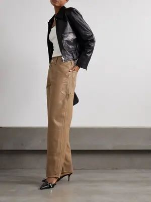 DION LEE Carpenter Coated Mid-rise Wide-leg Cargo Jeans