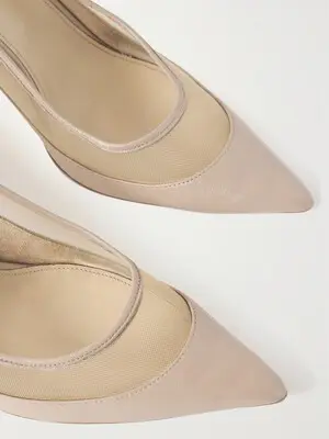 Khaite River Iconic Mesh-trimmed Patent-leather Pumps