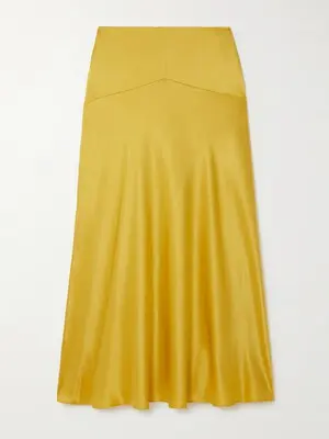 Tove Clover Silk-satin Midi Skirt