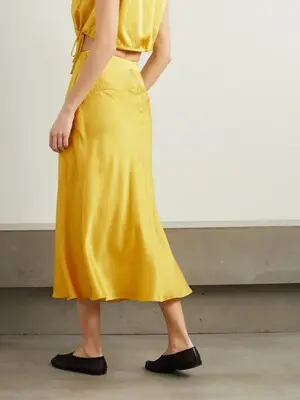Tove Clover Silk-satin Midi Skirt
