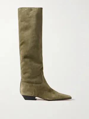 Khaite Marfa Suede Knee Boots - Green