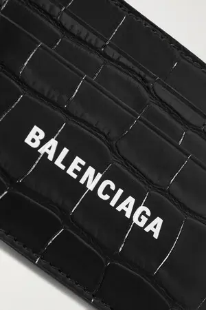 Balenciaga Cash Printed Croc-effect Leather Cardholder