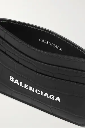 Balenciaga Cash Printed Croc-effect Leather Cardholder