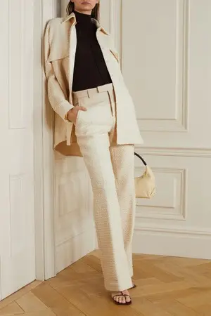 Amiri Leather-trimmed Cotton-blend Tweed Bootcut Pants