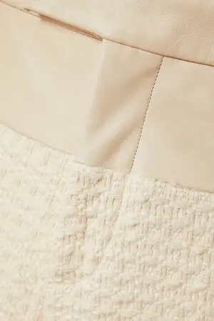Amiri Leather-trimmed Cotton-blend Tweed Bootcut Pants