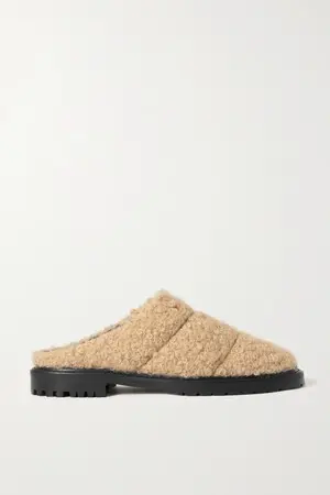 Staud Astro Quilted Faux Shearling Mules