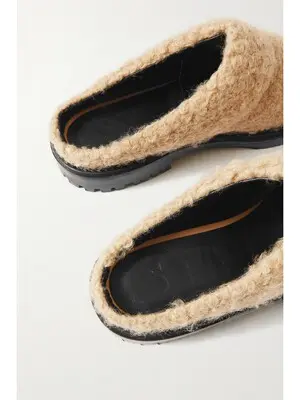 Staud Astro Quilted Faux Shearling Mules