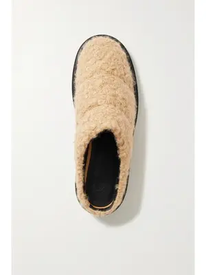 Staud Astro Quilted Faux Shearling Mules