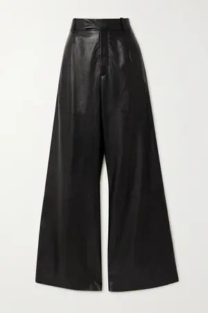 Amiri Pleated Leather Wide-leg Pants