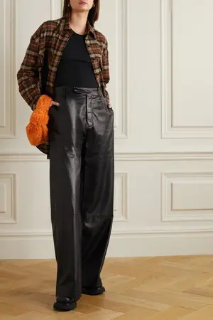 Amiri Pleated Leather Wide-leg Pants