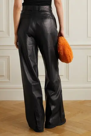 Amiri Pleated Leather Wide-leg Pants