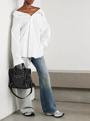 Balenciaga Oversized Off-the-shoulder Cotton Poplin Shirt
