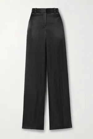 THE ROW Bany Wool-satin Wide-leg Pants