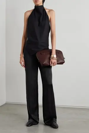 THE ROW Bany Wool-satin Wide-leg Pants