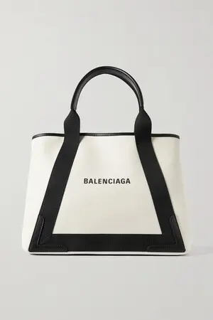 Balenciaga Leather-trimmed Canvas Tote - White