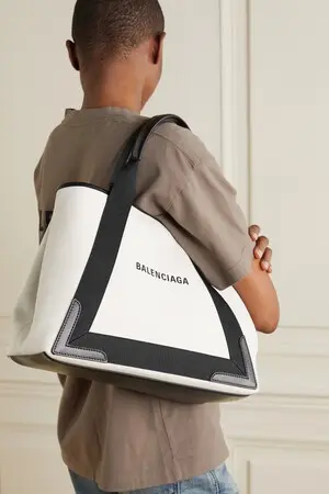 Balenciaga Leather-trimmed Canvas Tote - White