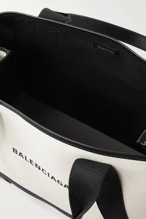 Balenciaga Leather-trimmed Canvas Tote - White