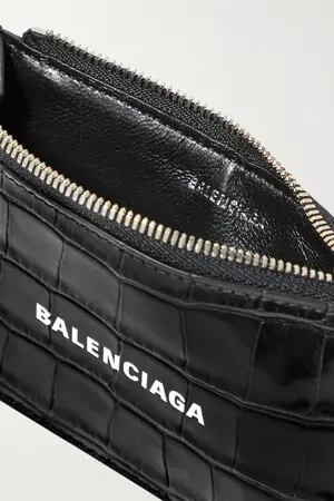 Balenciaga Cash Printed Croc-effect Leather Cardholder