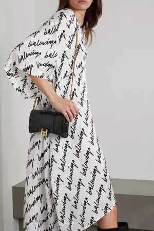 Balenciaga Hourglass Croc-effect Shoulder Bag
