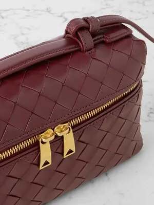 Bottega Veneta Bang Bang Intrecciato Leather Vanity Case - Burgundy
