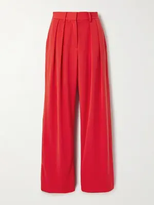 Staud Luisa Pleated Twill Wide-leg Pants