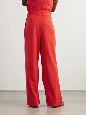 Staud Luisa Pleated Twill Wide-leg Pants