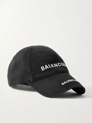 Balenciaga Embroidered Cotton-twill Baseball Cap - Black