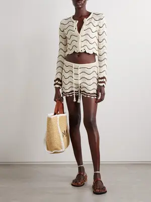 Cara Cara Aicha Striped Cotton Knit Shorts - Brown