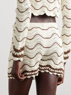 Cara Cara Aicha Striped Cotton Knit Shorts - Brown