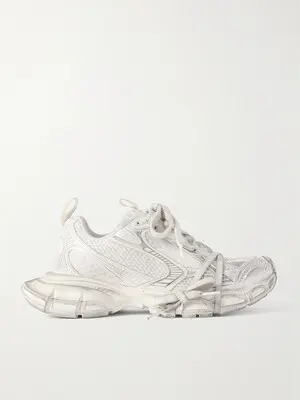 Balenciaga 3xl Distressed Mesh And Rubber Trainers - White