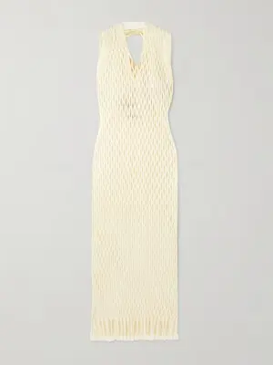Proenza Schouler Fringed Mesh Halterneck Midi Dress - Neutrals