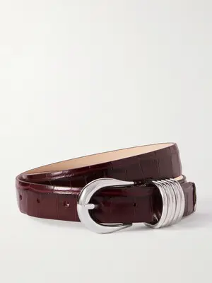 DEHANCHE Hollyhock Croc-effect Leather Belt - Burgundy