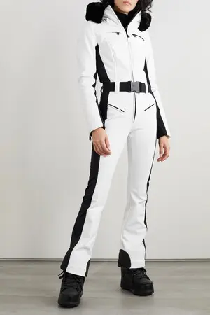 Goldbergh Parry Belted Hooded Plush-trimmed Ski Suit - White