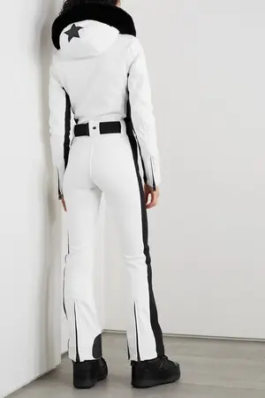 Goldbergh Parry Belted Hooded Plush-trimmed Ski Suit - White