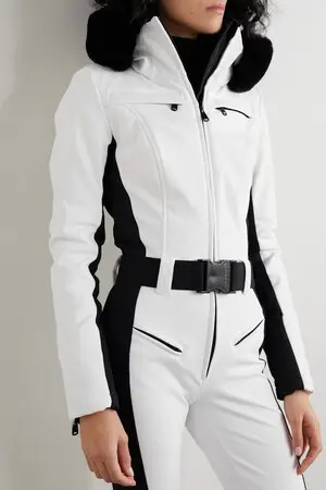 Goldbergh Parry Belted Hooded Plush-trimmed Ski Suit - White