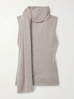 Magda Butrym Draped Wool, Silk And Cashmere-blend Tank - Neutrals