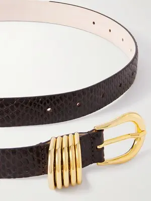 DEHANCHE Hollyhock Viper Snake-effect Leather Belt - Brown