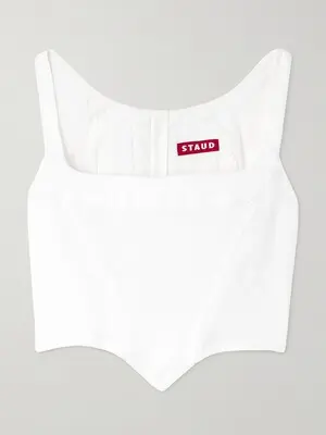 Staud Vaga Linen Corset Top - White