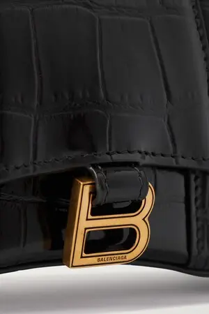 Balenciaga Hourglass Mini Croc-effect Tote - Black