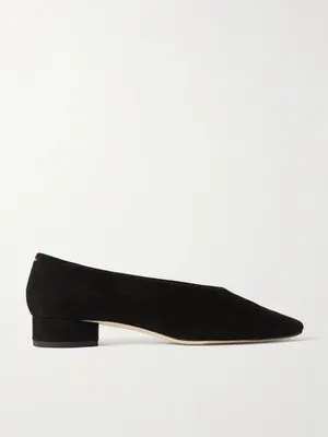 AeydĒ Delia Suede Block Heel Pumps - Black