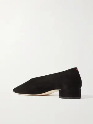 AeydĒ Delia Suede Block Heel Pumps - Black