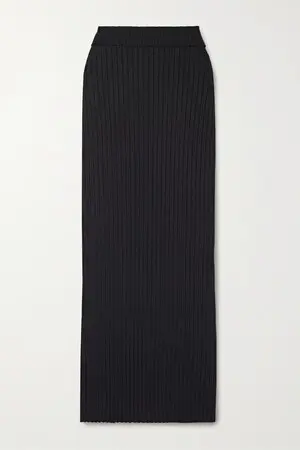 THE ROW Moss Ribbed Silk Maxi Skirt