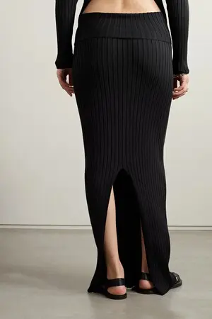 THE ROW Moss Ribbed Silk Maxi Skirt