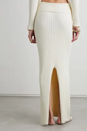 THE ROW Moss Ribbed Silk Maxi Skirt
