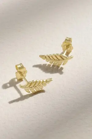 JENNIFER MEYER Mini Leaf 18-karat Stud Earrings