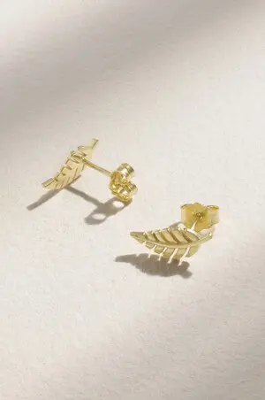 JENNIFER MEYER Mini Leaf 18-karat Stud Earrings